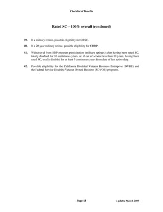 Veterans Benefits Checklist Disability | PDF