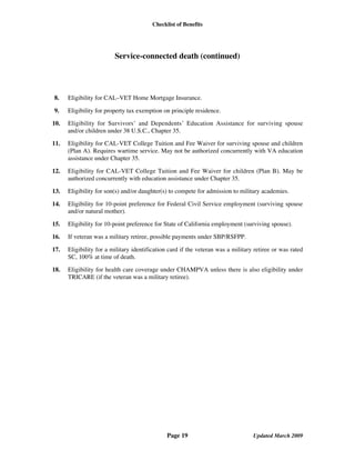 Veterans Benefits Checklist Disability | PDF