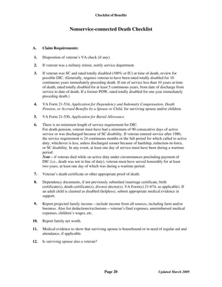Veterans Benefits Checklist Disability | PDF