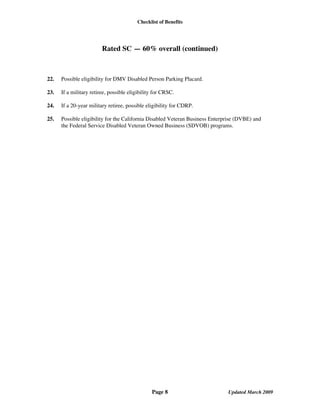 Veterans Benefits Checklist Disability | PDF