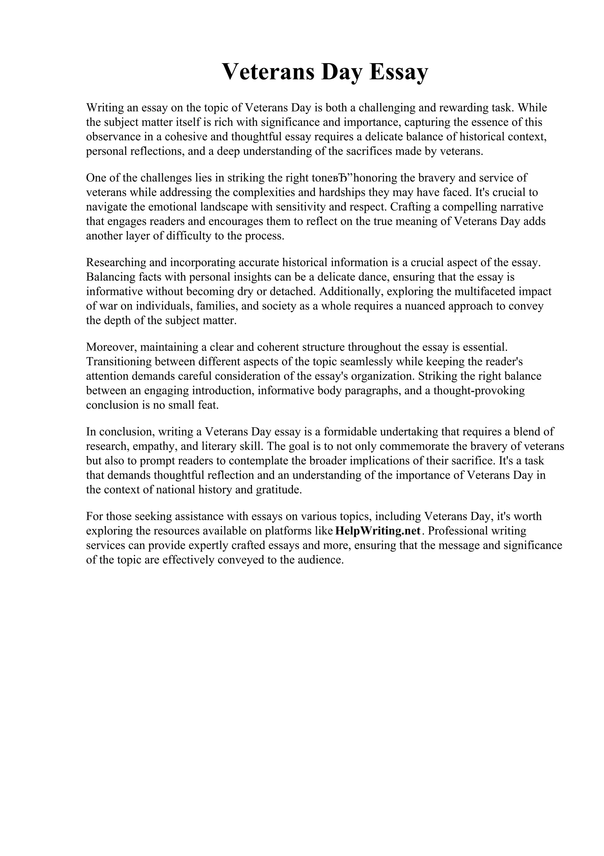 Veterans Day Essay | PDF