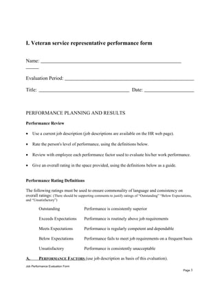 Veteran service representative performance appraisal | DOC