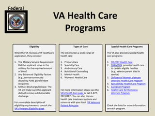 Veterans health care benefits | PPTX