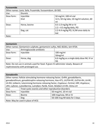 Veterinary drugs with their dose | PDF