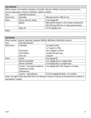 Veterinary drugs with their dose | PDF