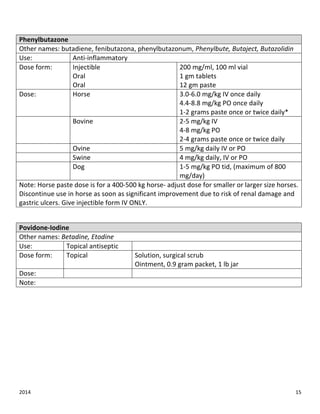 Veterinary drugs with their dose | PDF