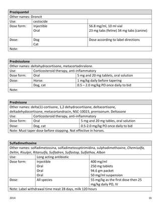 Veterinary drugs with their dose | PDF
