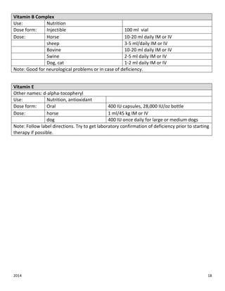 Veterinary drugs with their dose | PDF