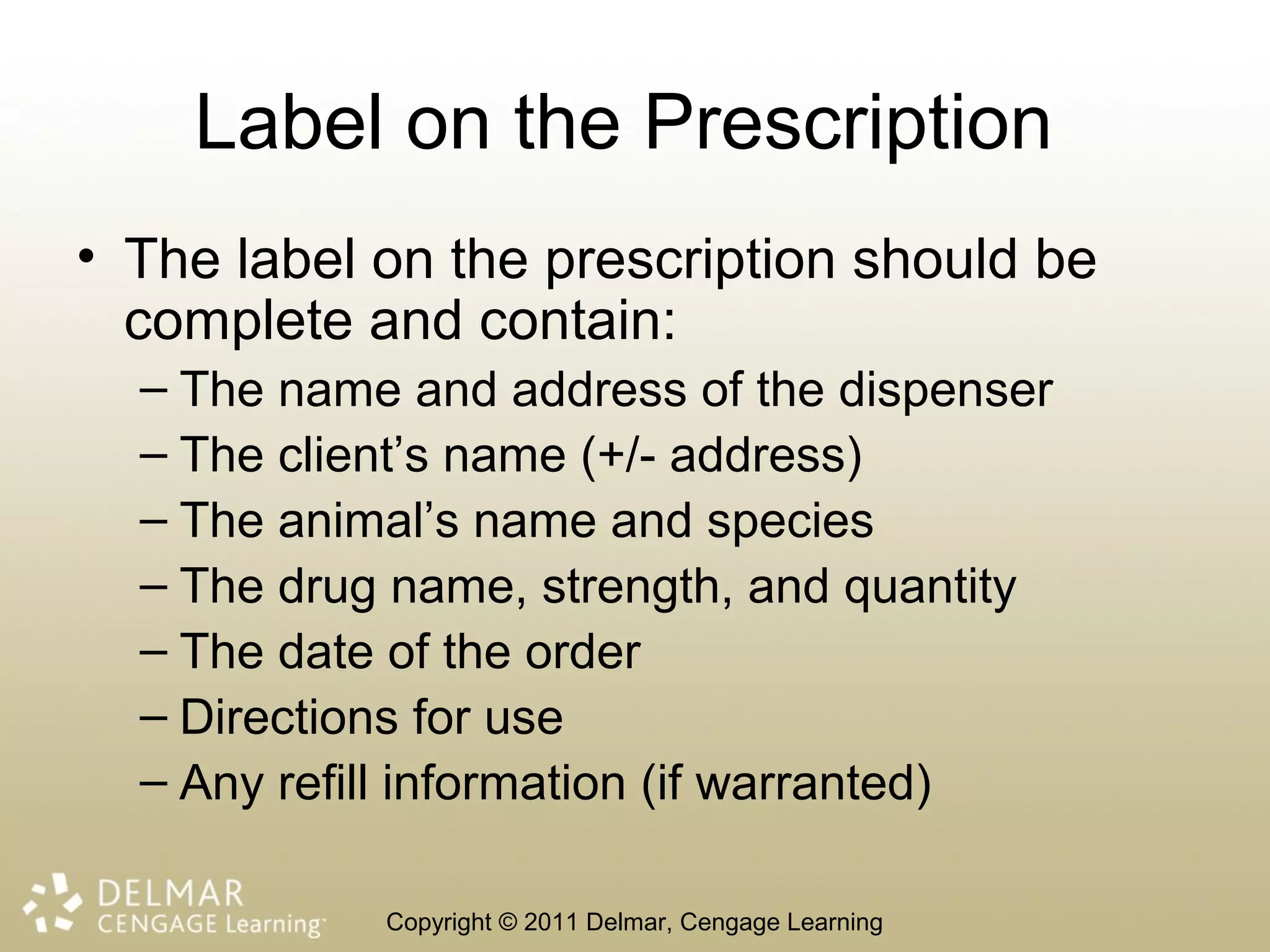 Veterinary drug use, prescribing, acquisition and pharmacy management | PPT