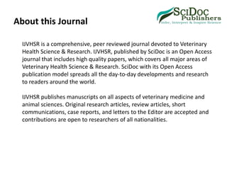 Veterinary Health Science and Research Journal - SciDocPublishers | PPT