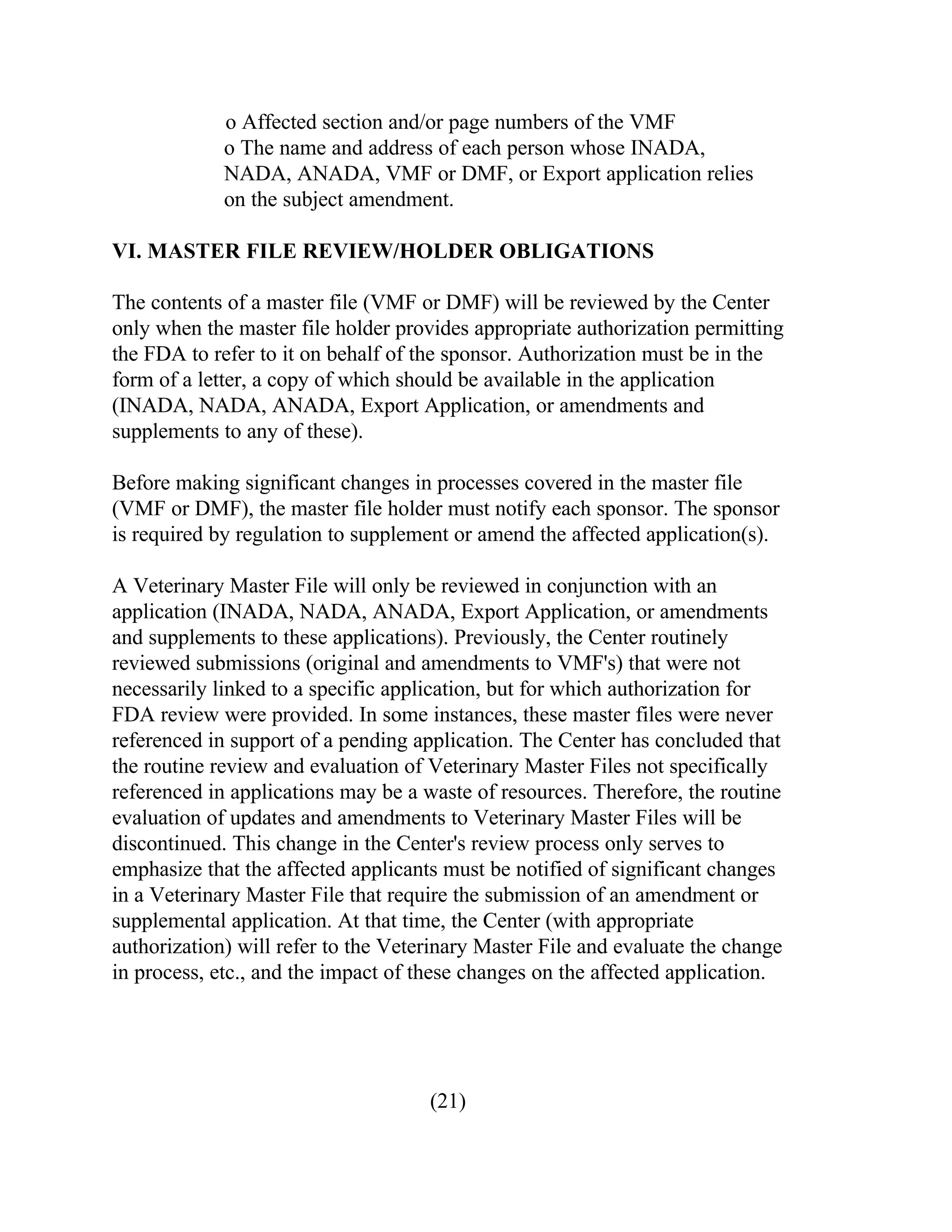 Veterinary master file (vmf) | PDF