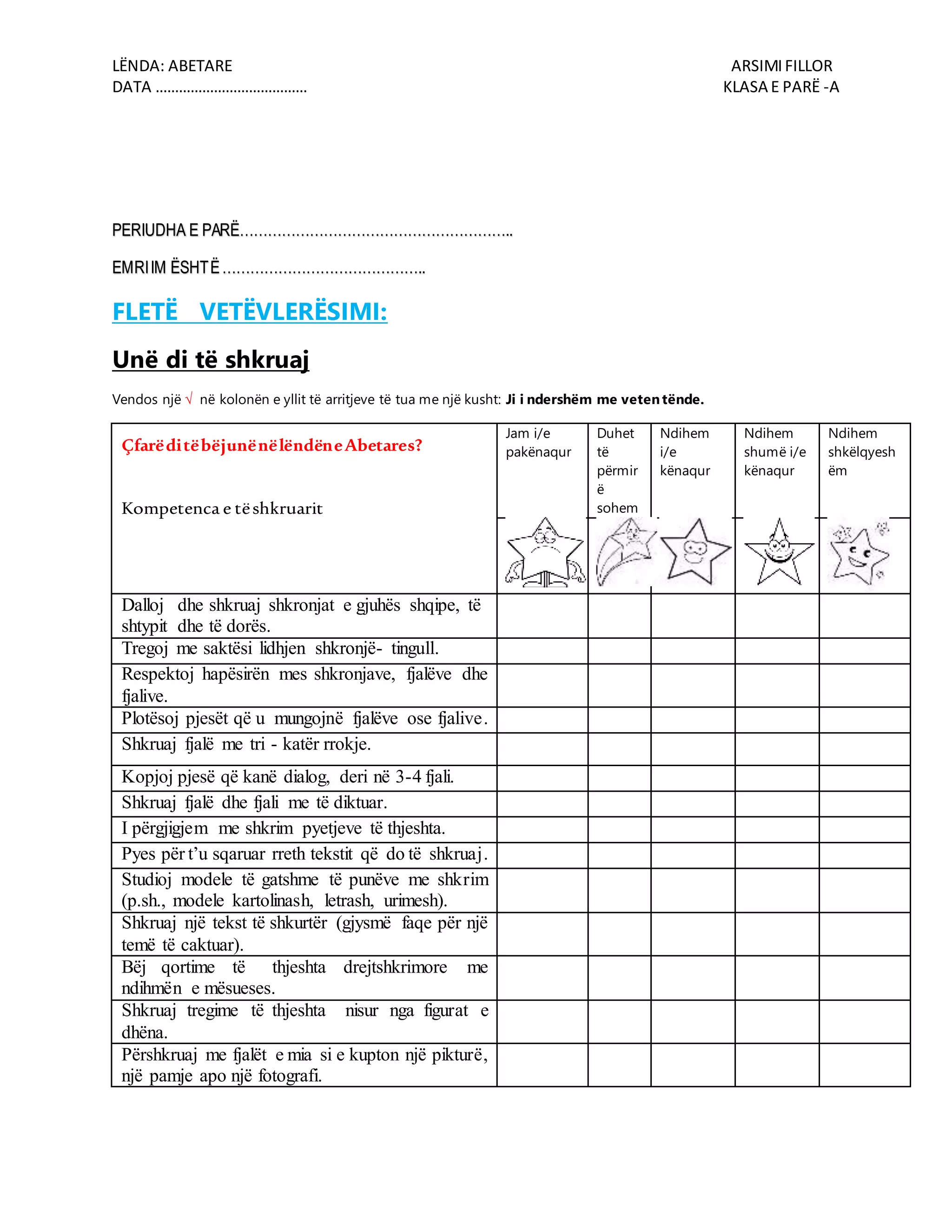 Vetevleresimi i nxenesit ne lenden e Abetares | DOCX