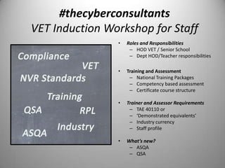 VET Staff Induction Workshop | PPTX