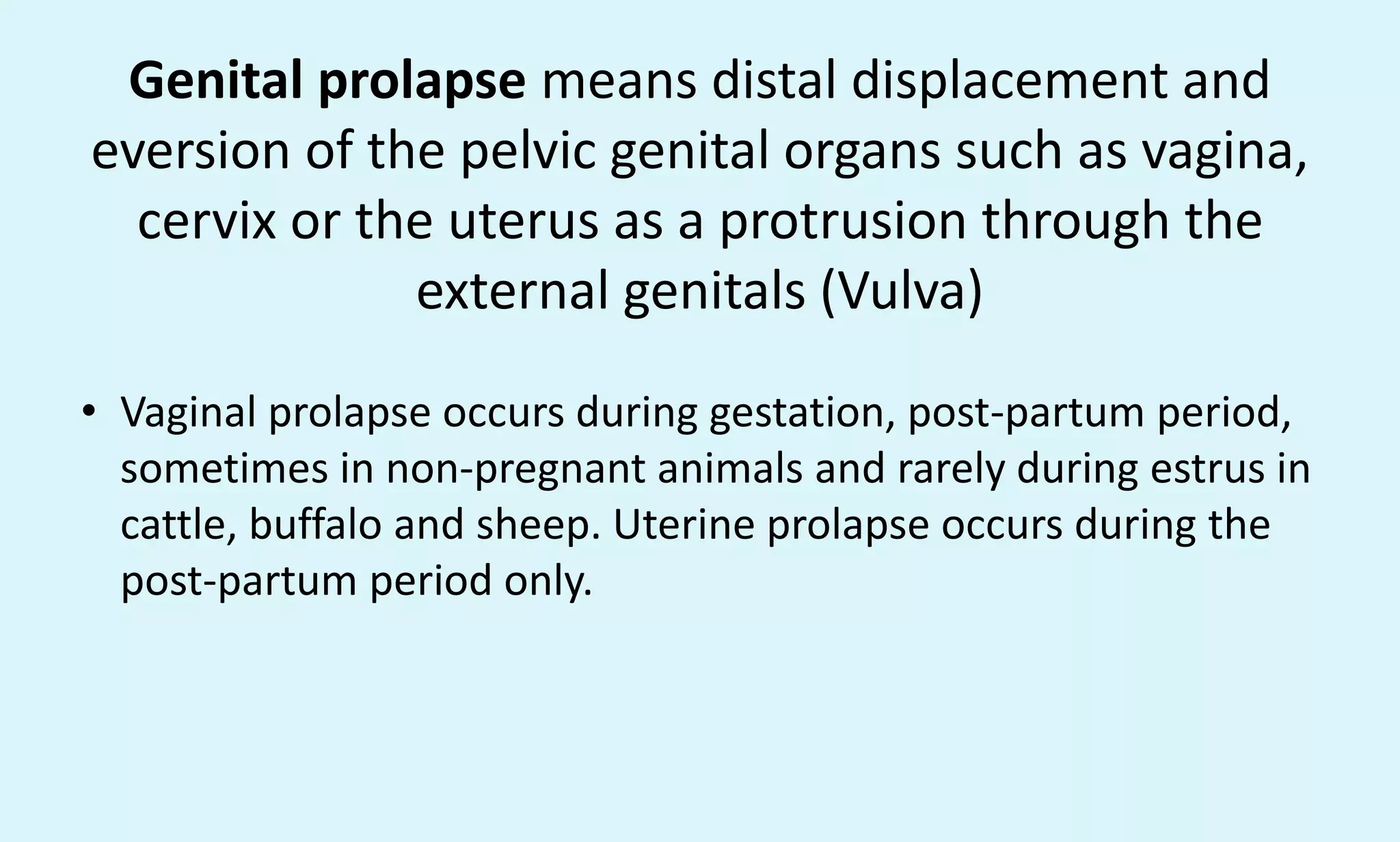 Vet obst lecture 13 Genital prolapse in domestic animals | PDF