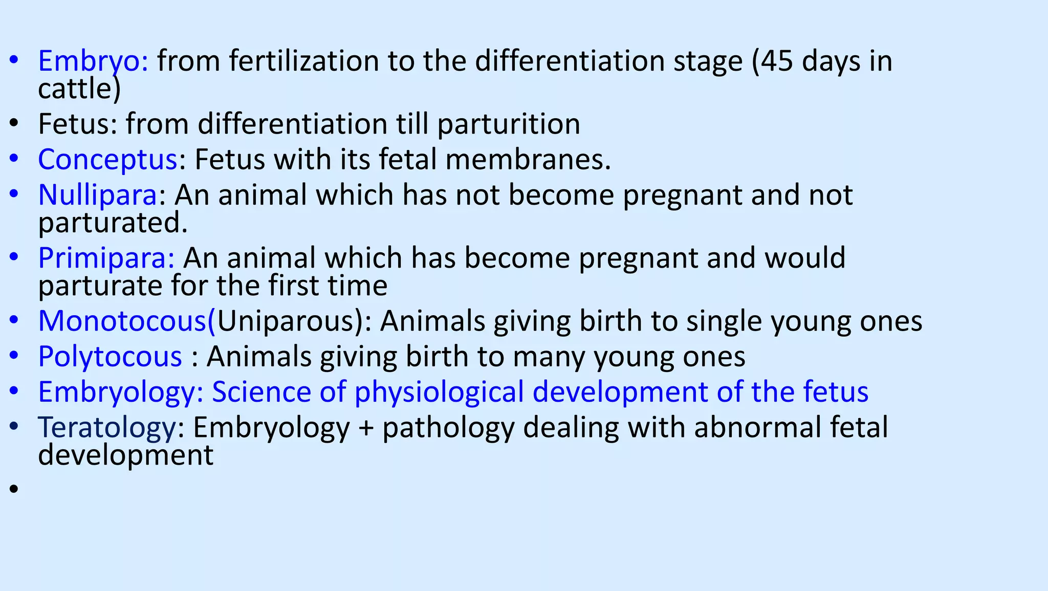 Vet obst lecture 1 Pregnancy in domestic animals | PPTX