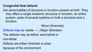 Vet obst lecture 4 Congenital fetal defects (teratology) | PPTX