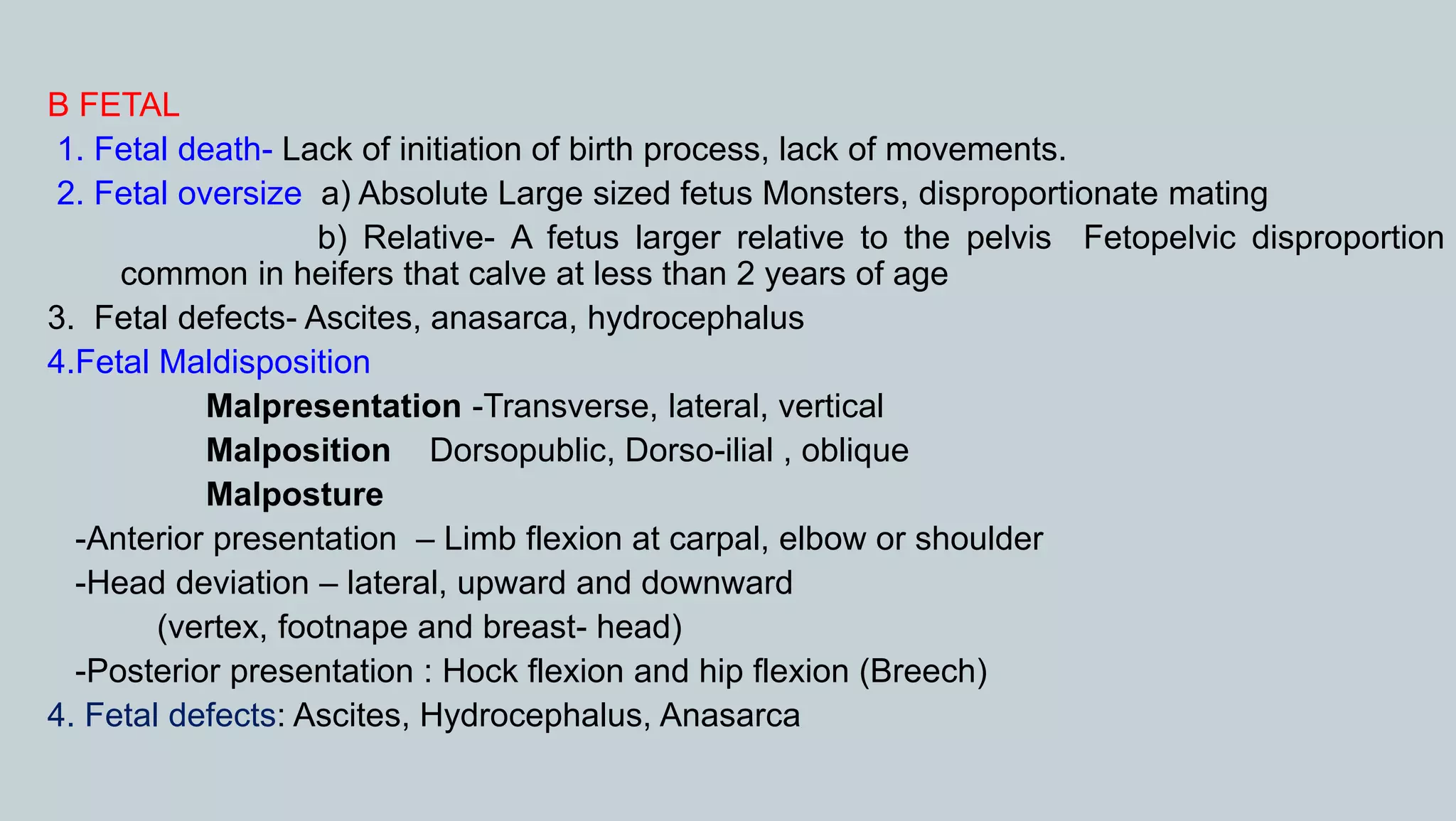 Vet obst lecture 7 Causes of dystocia in farm animals | PPTX