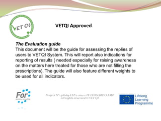 VETQI Project - Exploitation Strategy | PPTX
