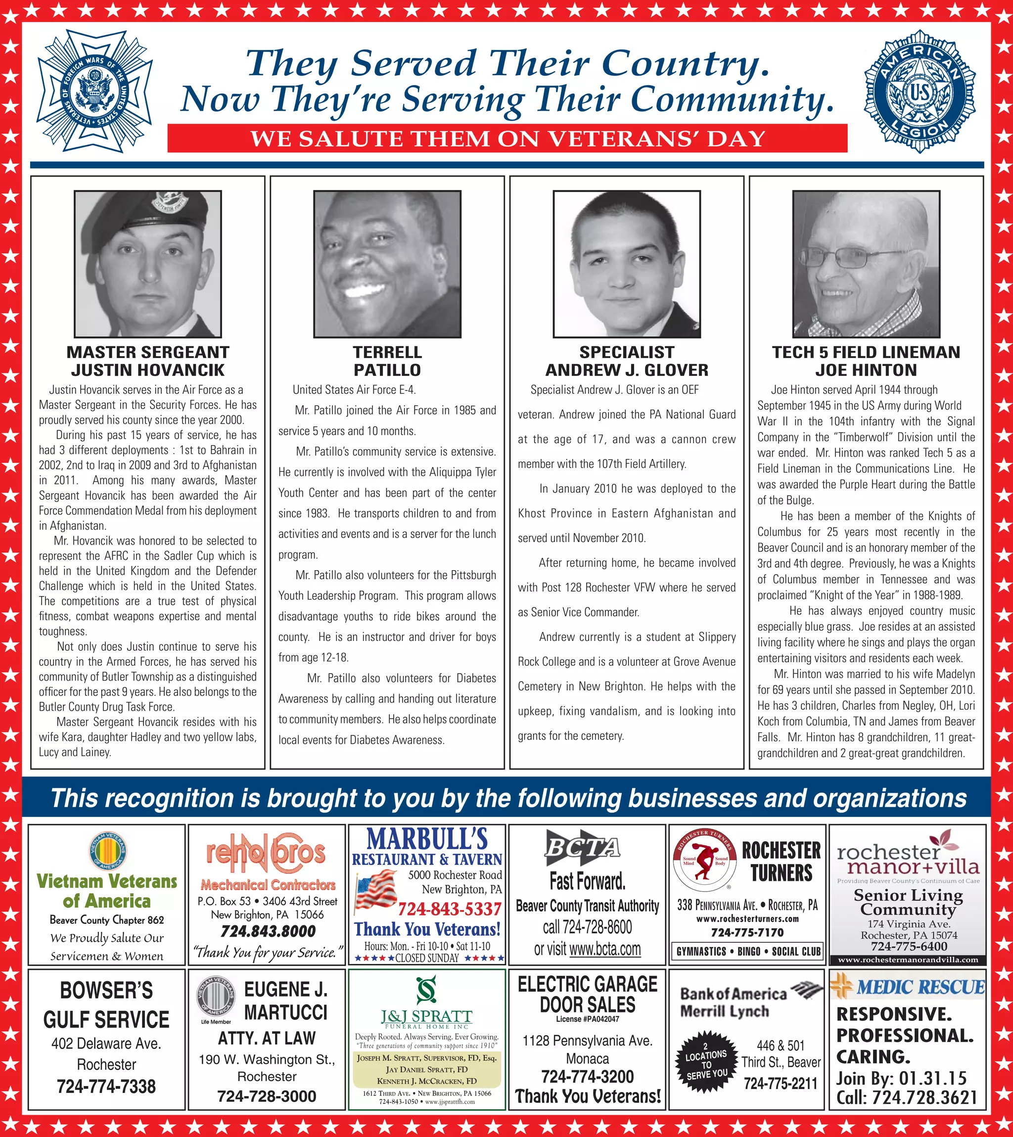 Beaver County Times Honors Veterans King Terrell of Trinity Kings World ...