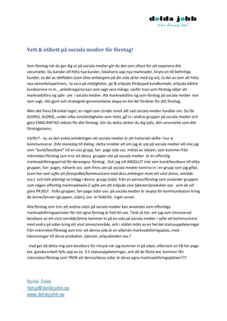 Vett och etikett på sociala medier som företagare | PDF