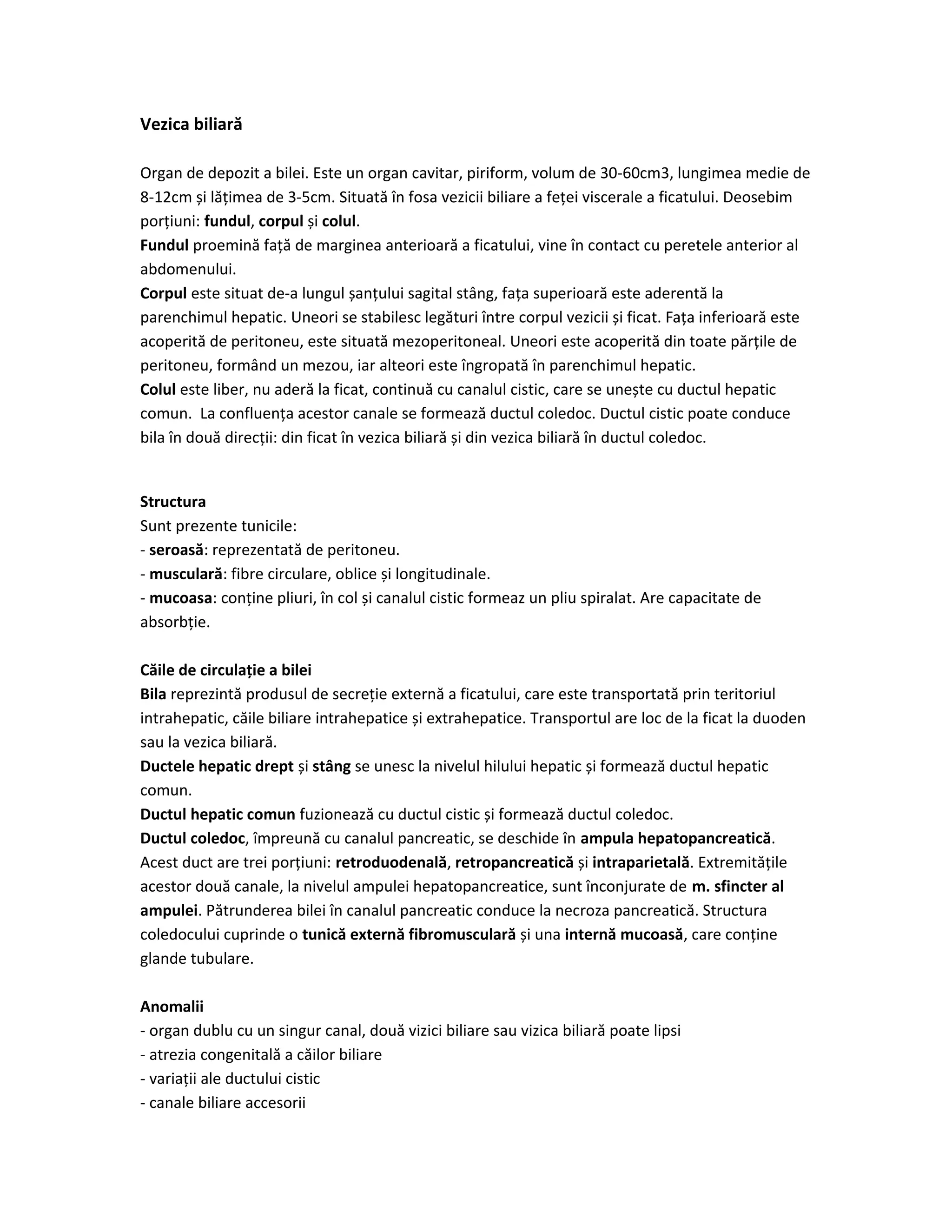 Anatomie: vezica biliară | RTF