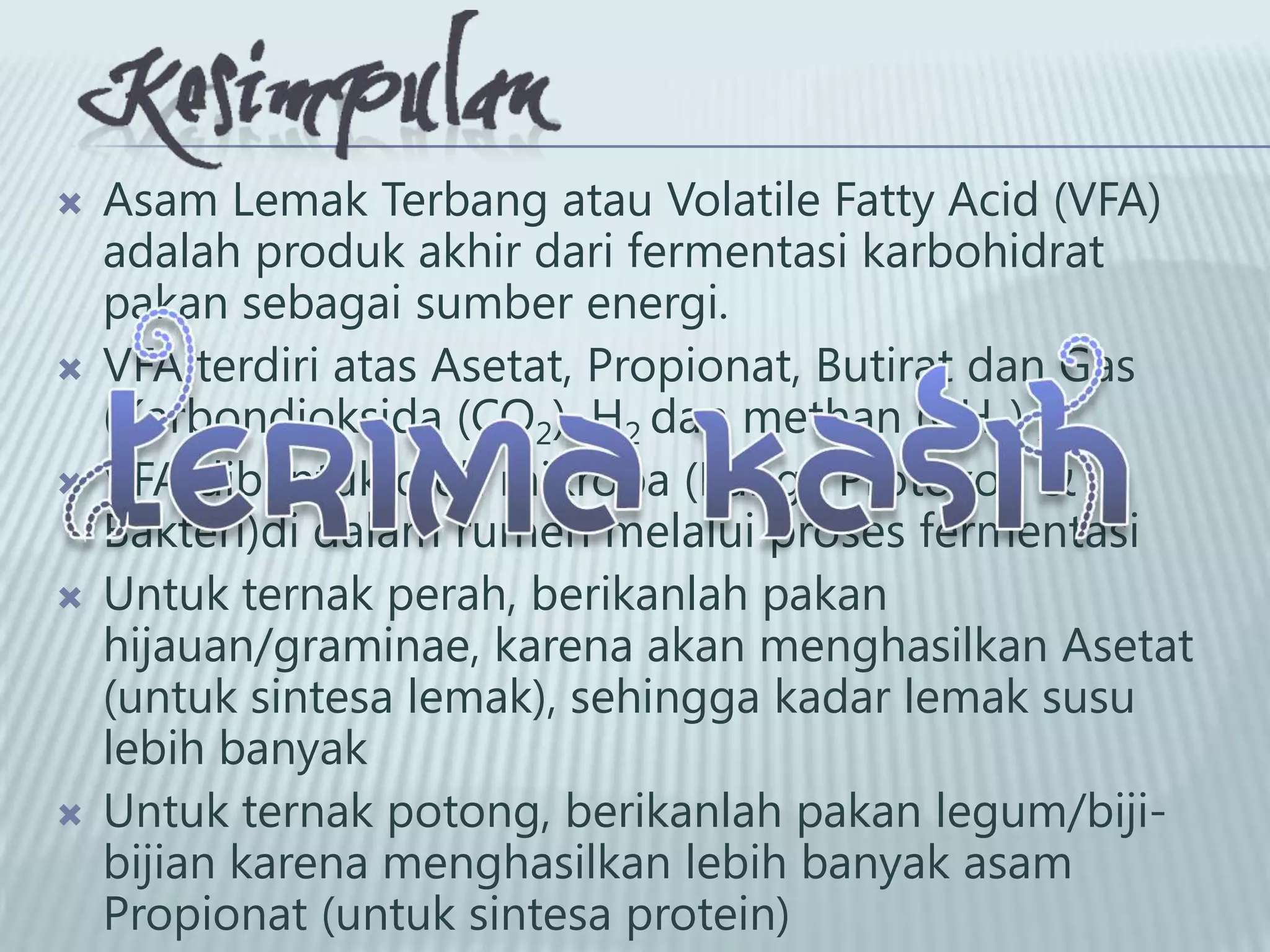 Biologi - Vfa (asam lemak terbang) 14 oktober 2011 | PPTX