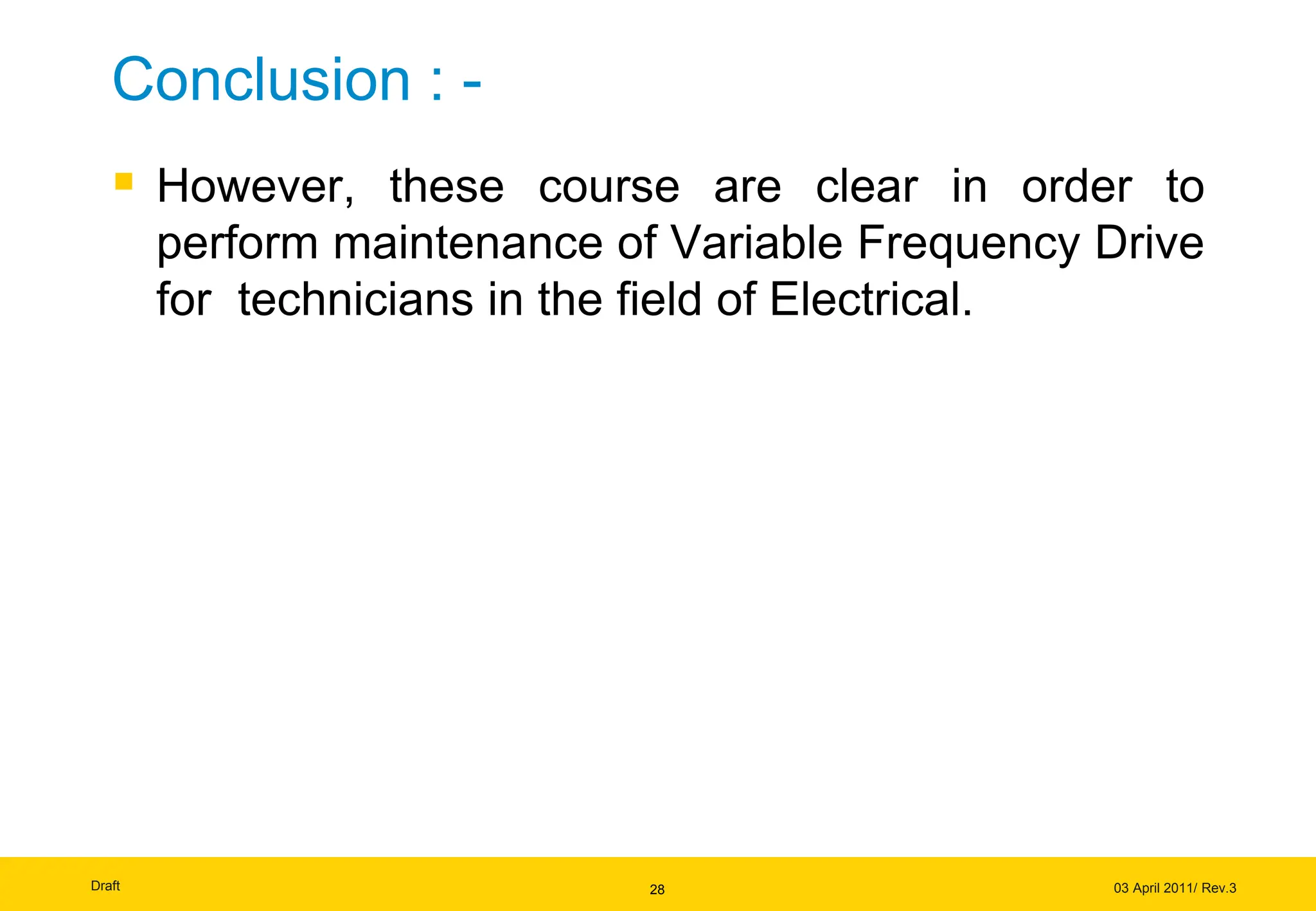 VFD Maintenance for technicians and supervisors | PPT