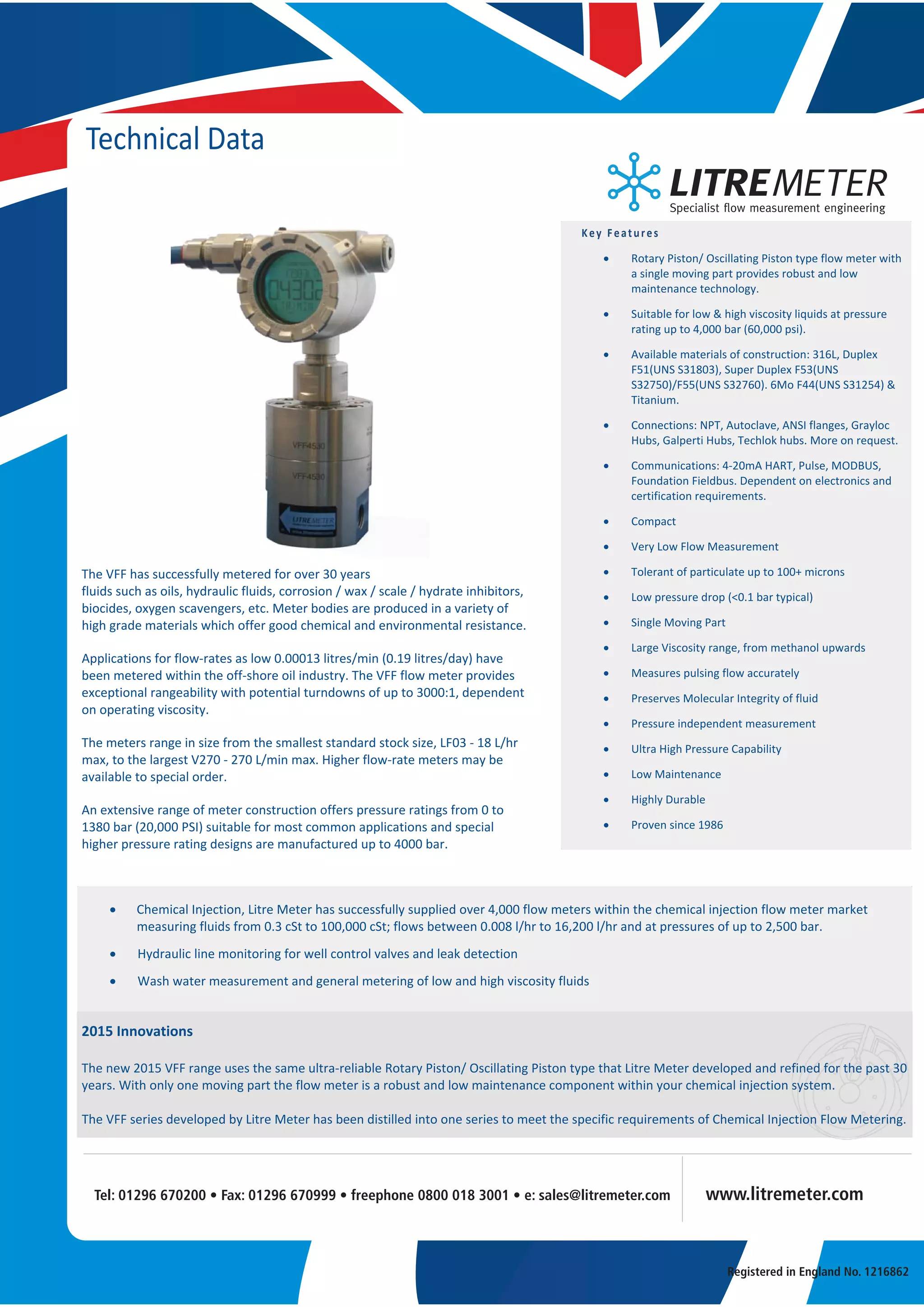 VFF Flowmeters for chemical injection | PDF