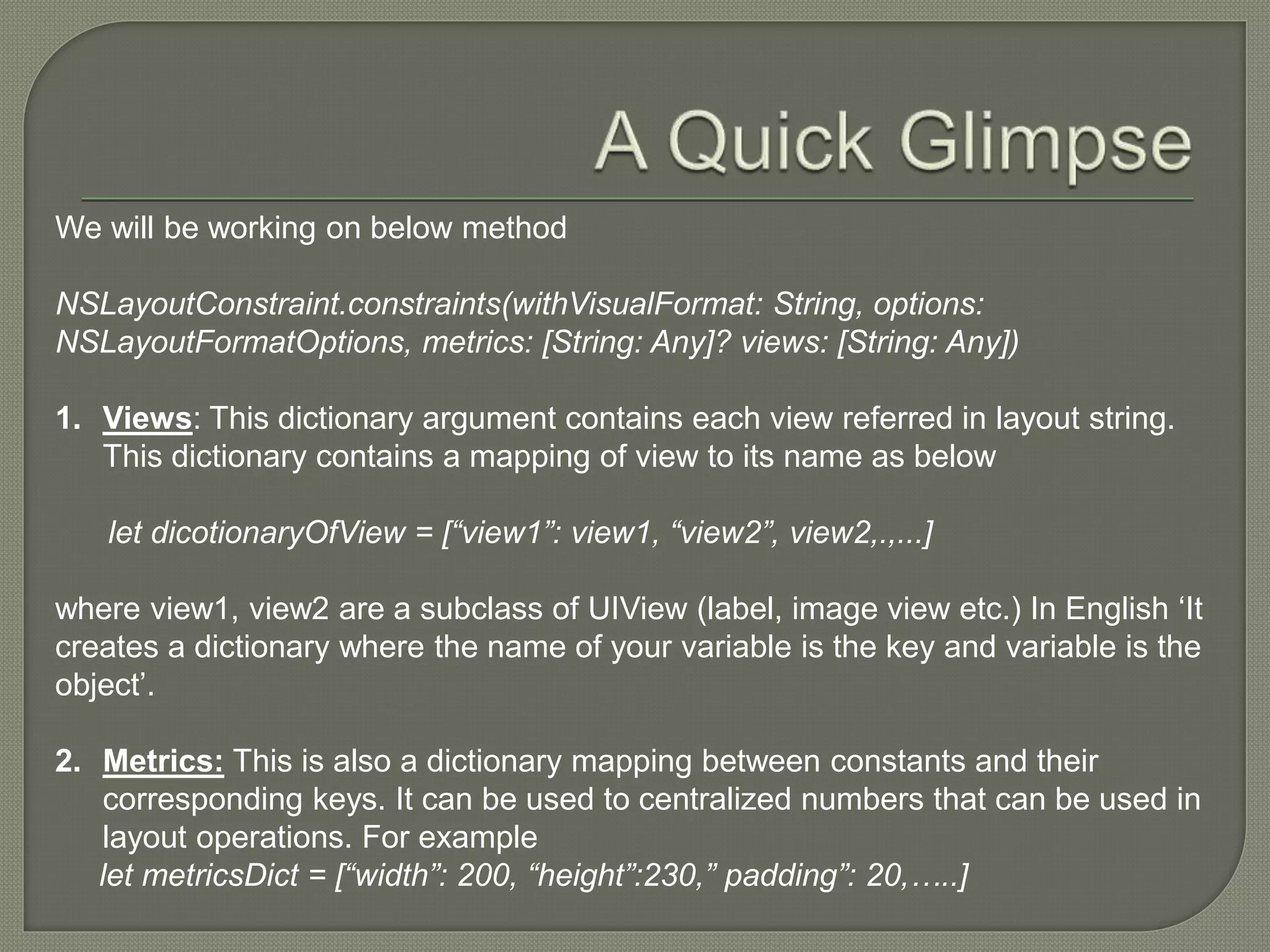 Visual Formatting Language in iOS | PPT