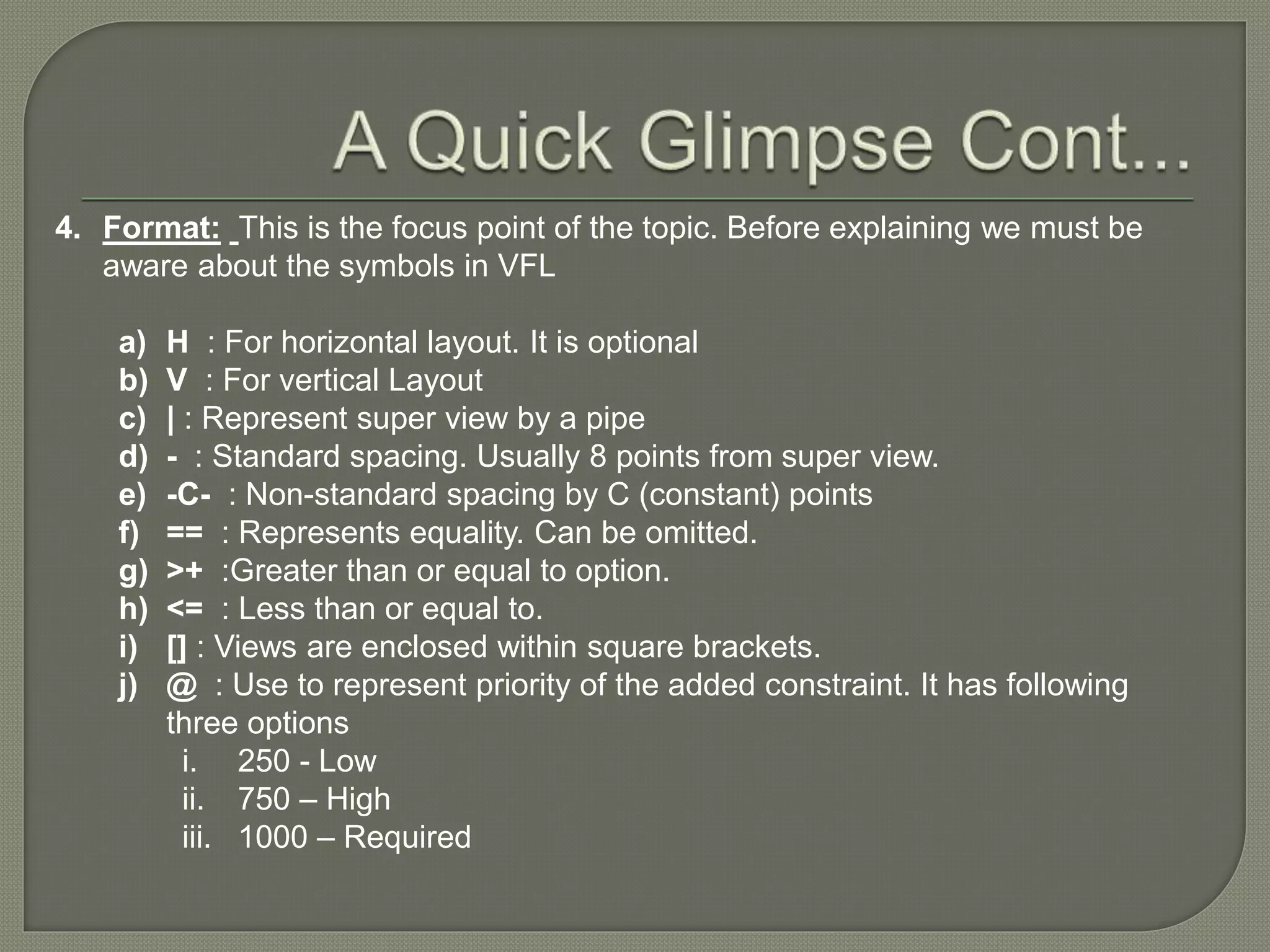 Visual Formatting Language in iOS | PPT