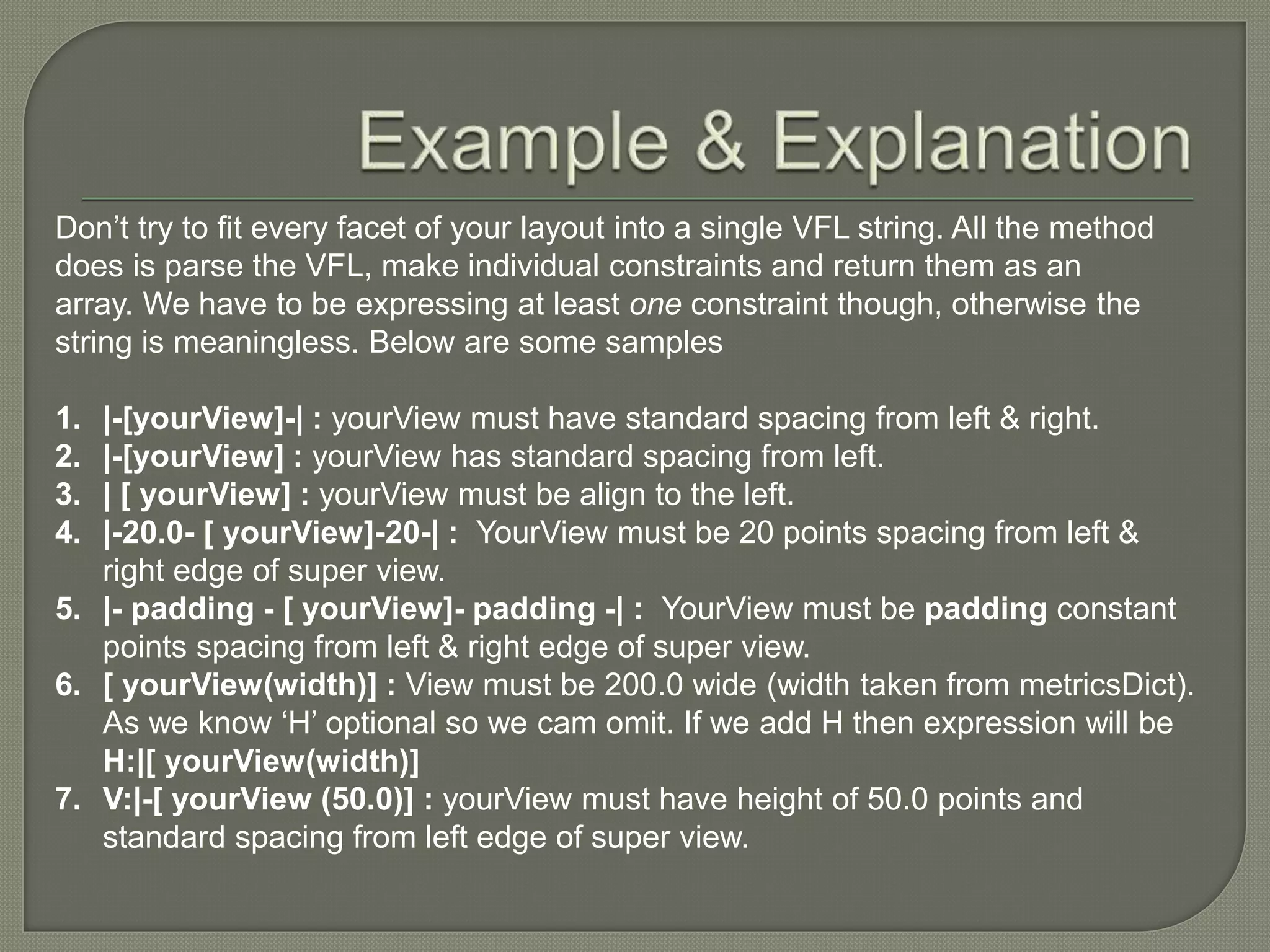 Visual Formatting Language in iOS | PPT