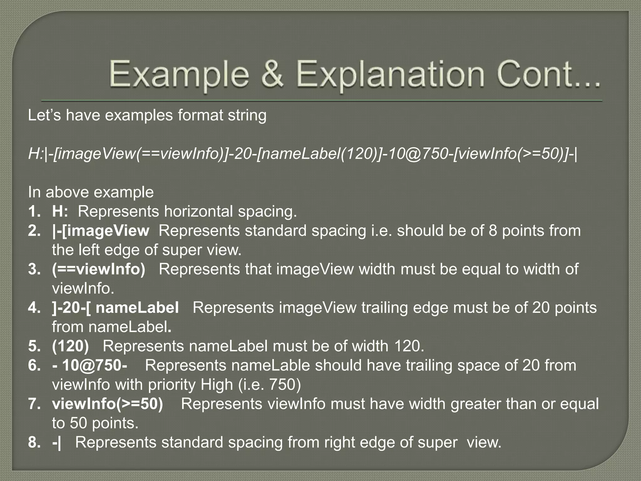 Visual Formatting Language in iOS | PPT