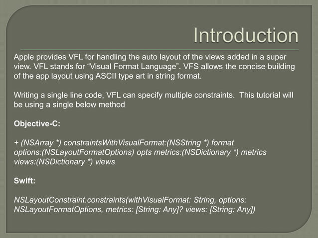 Visual Formatting Language in iOS | PPT