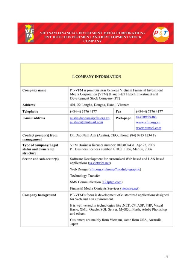 Vfm Pt Corp Profile090528 | PDF