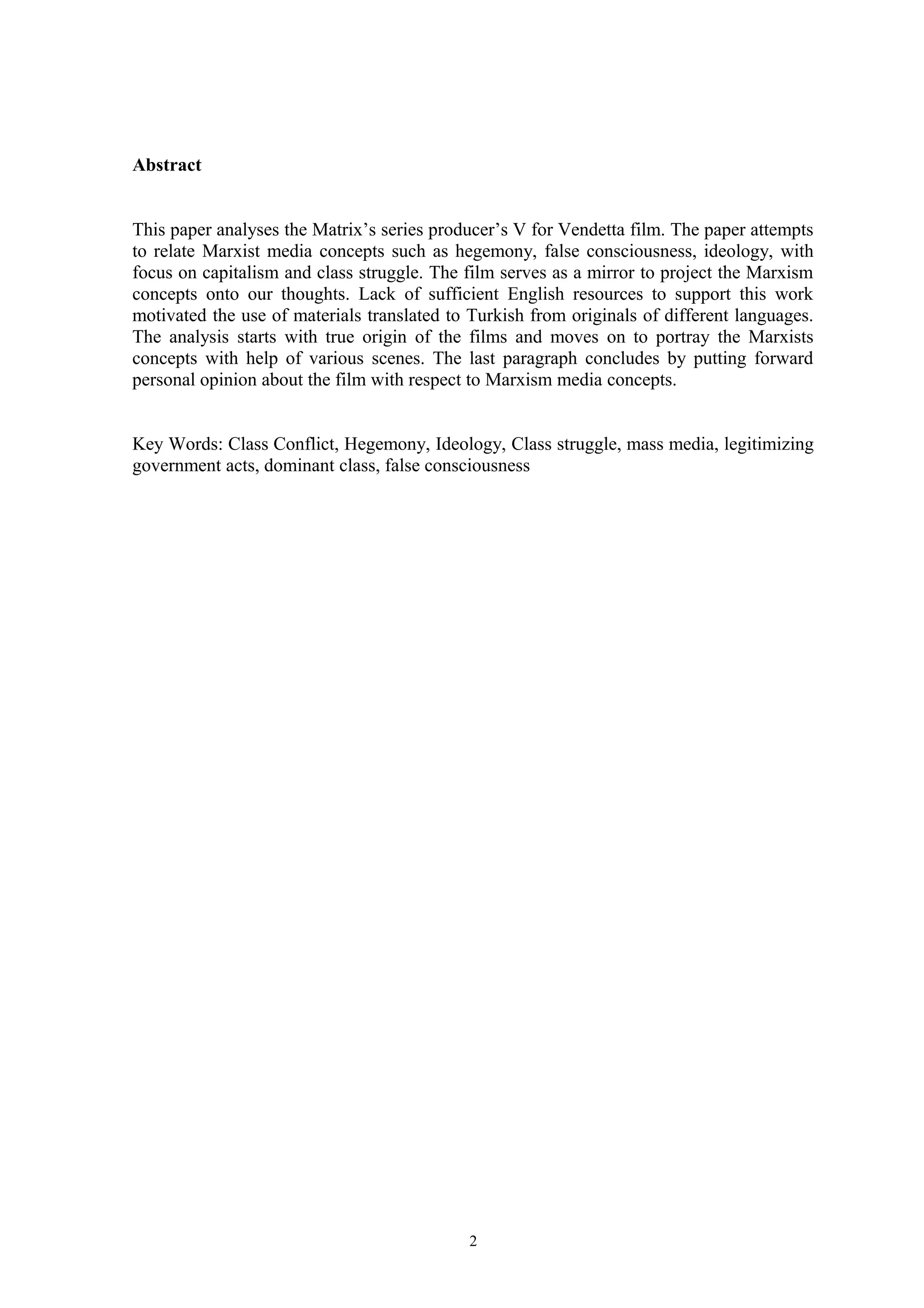 V for vendetta marxist medai theory analysis | DOC