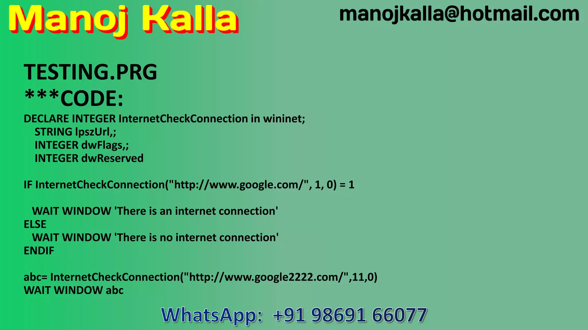 Visual Foxpro Vfp check internet connection | PPTX