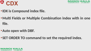 VFP IDX vs CDX, Visual Foxpro Index IDX vs CDX | PPTX