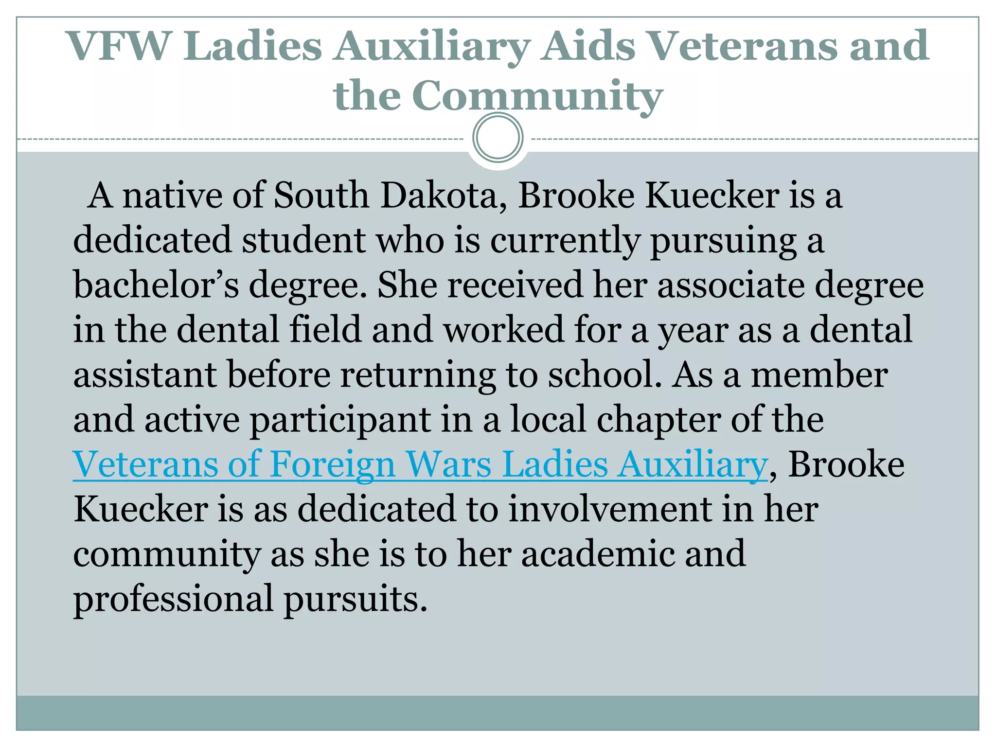 Vfw ladies auxiliary aids veterans and the community by brooke kuecker ...
