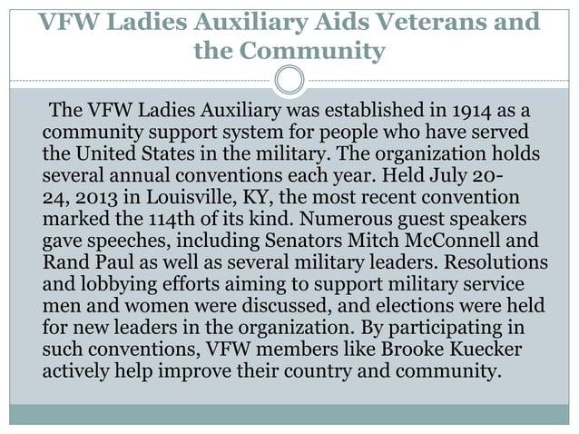 Vfw ladies auxiliary aids veterans and the community by brooke kuecker ...
