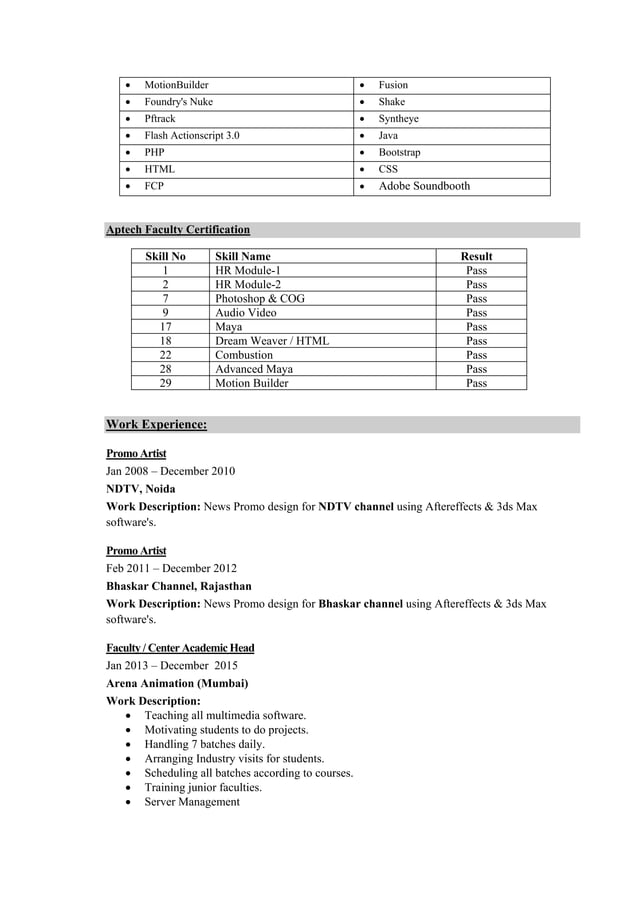 Vfx Artist Resume | PDF