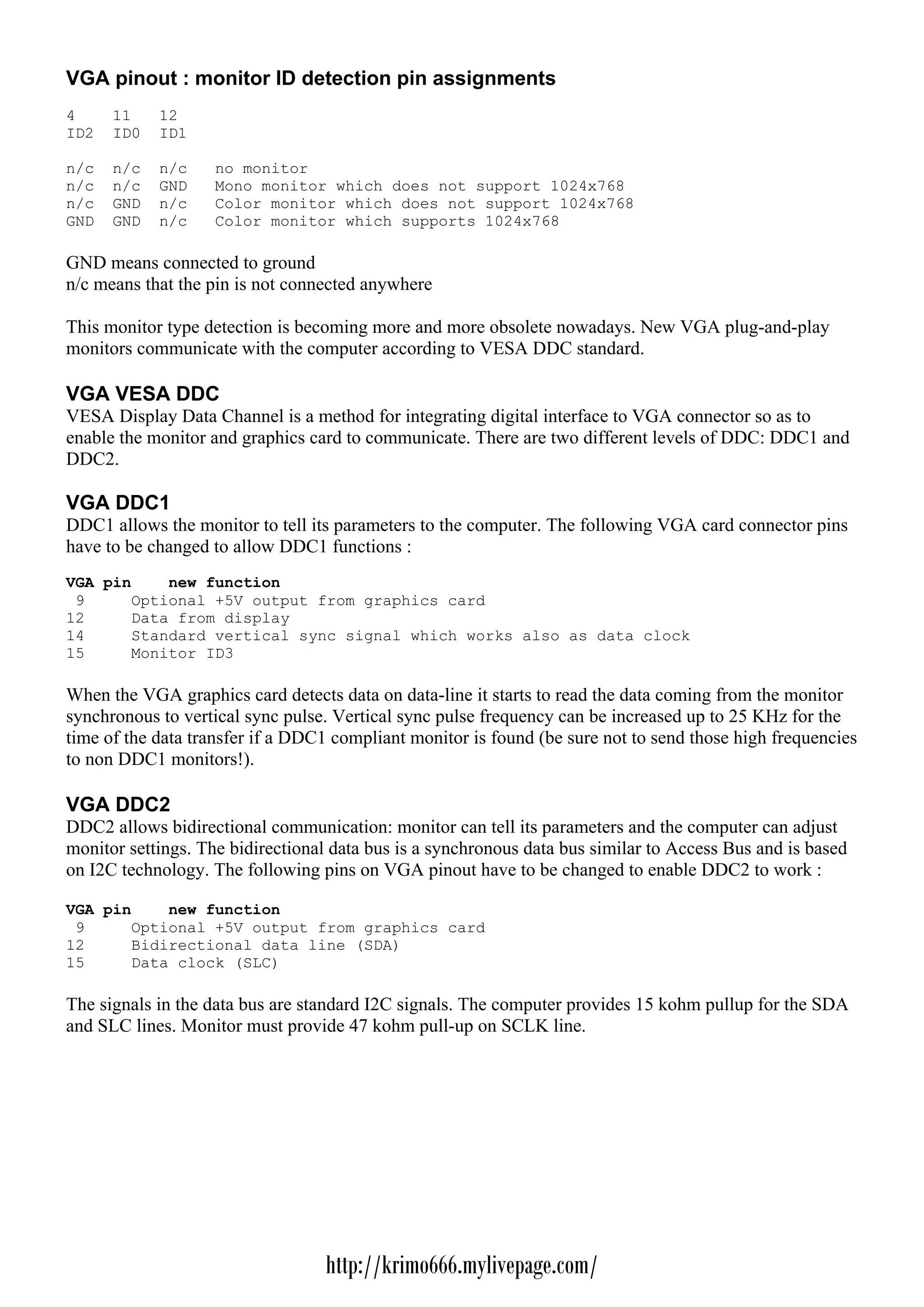 Vga Pinout | PDF