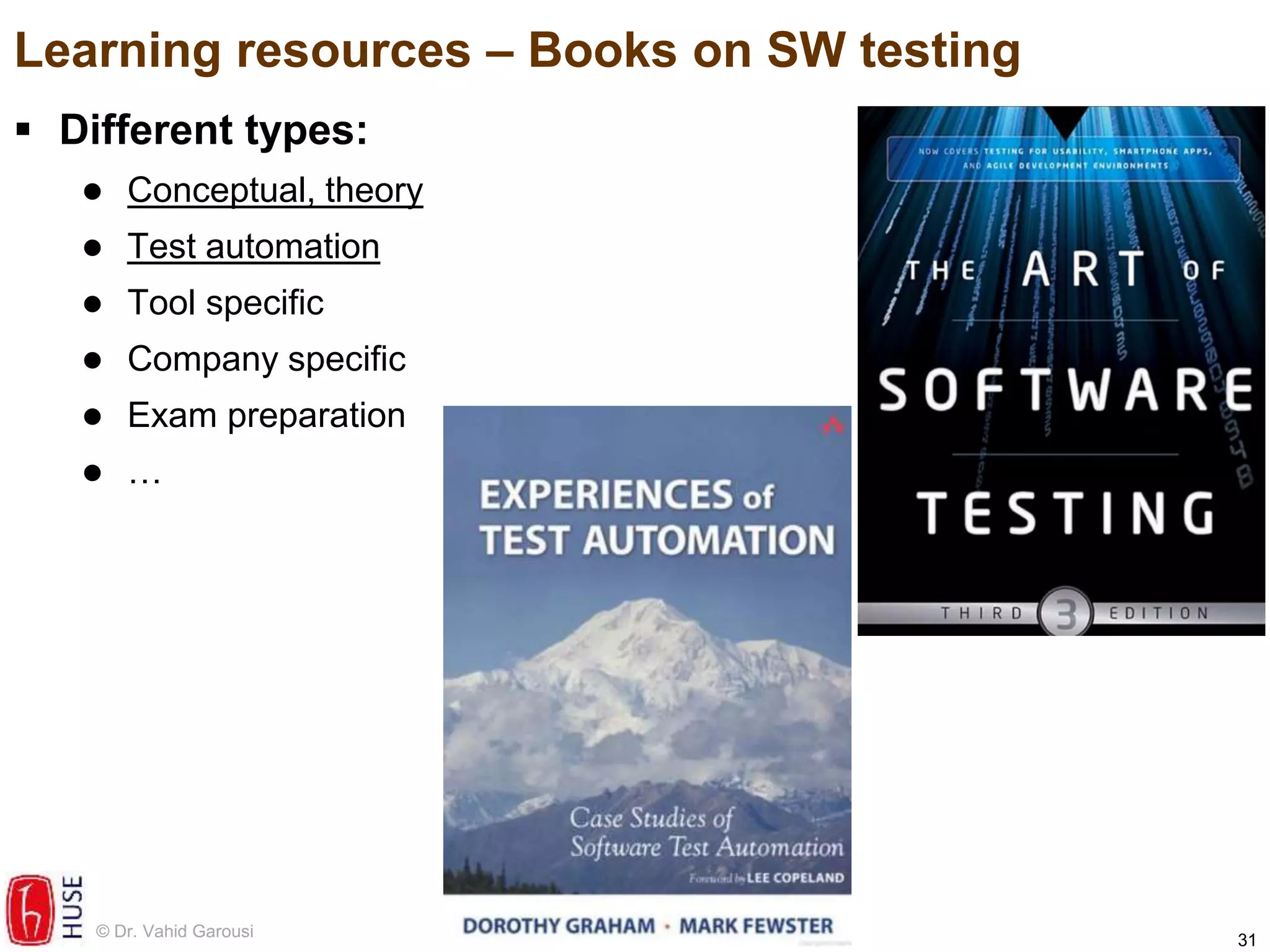 Career paths, training and learning resources in software test ...