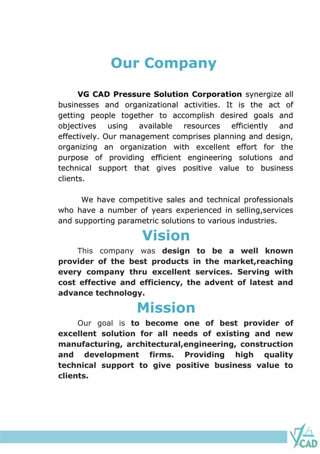 VG CAD Pressure Solution Company Profile | PDF