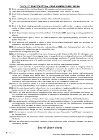 VG Check list using JCB near track rev 00 | PDF