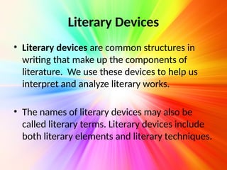 Literary Elements, Devices and Techniques | PPTX