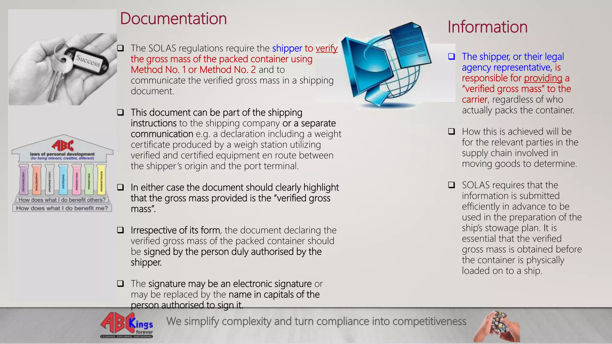 Verified Gross Mass SOLAS Regulations | PPTX