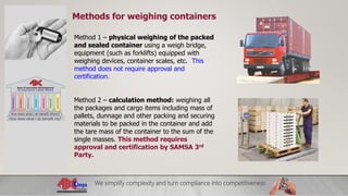 Verified Gross Mass SOLAS Regulations | PPTX | Logistics and Transportation Industry | Industries