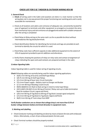 VG Railway S & T wiring check list rev 00 | PDF