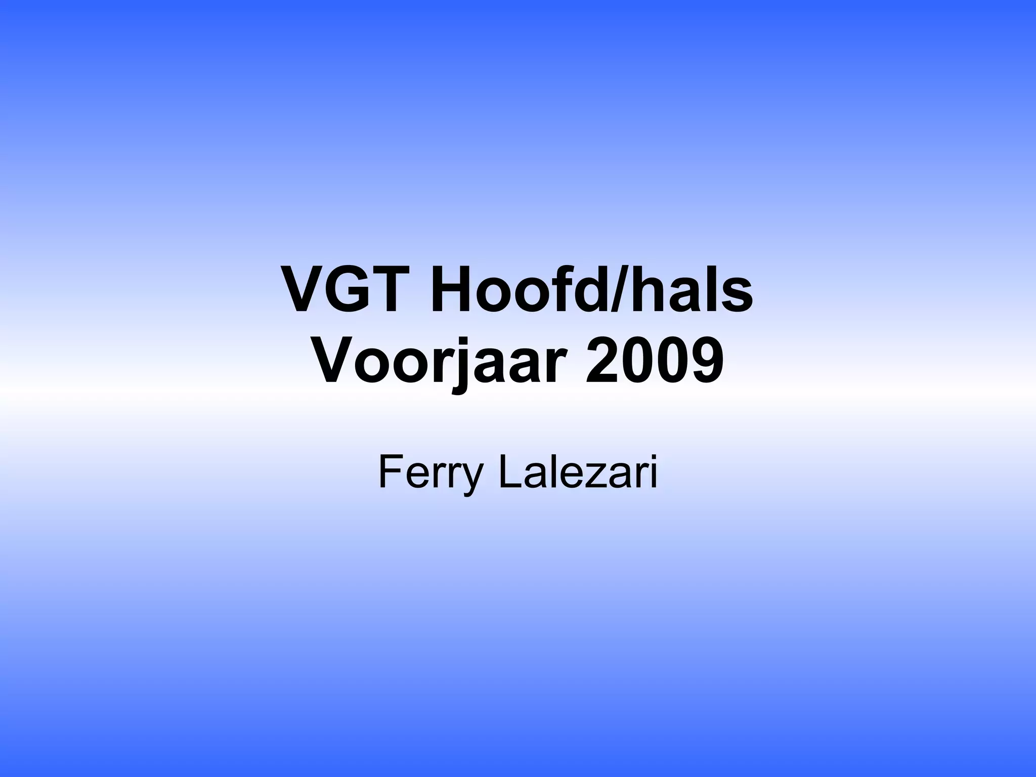 Vgt hh voorjaar 2009 | PPT