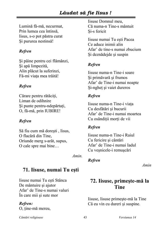 Cântări religioase creștin ortodoxe - pricesne, colinde | PDF